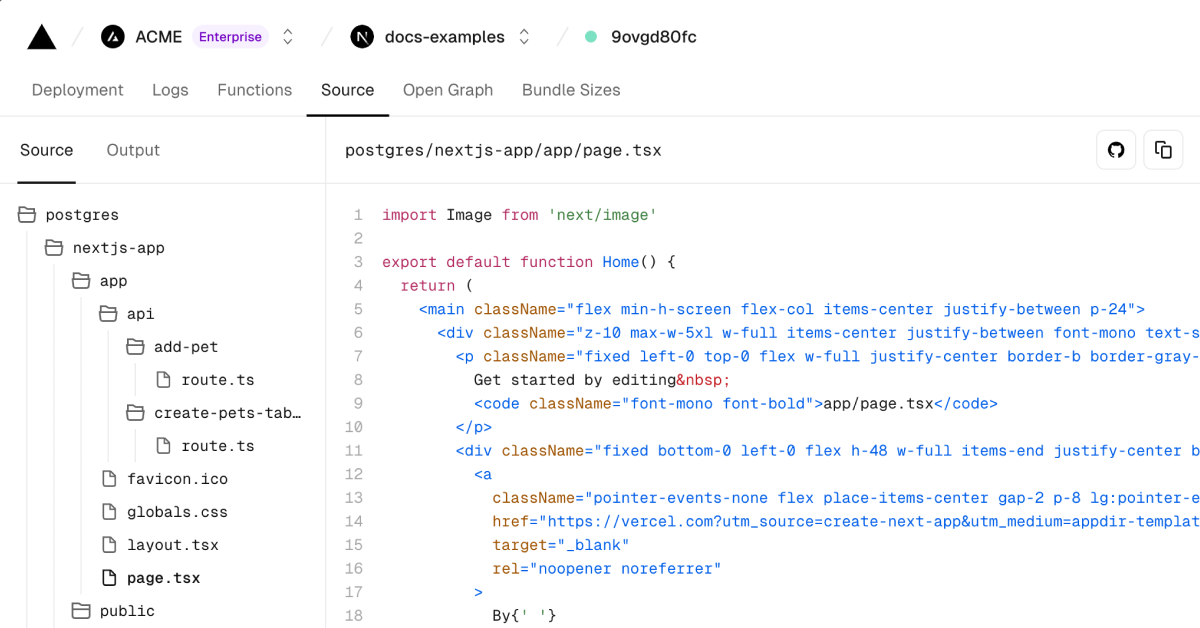 Inspect your deployment source and build output files – Vercel