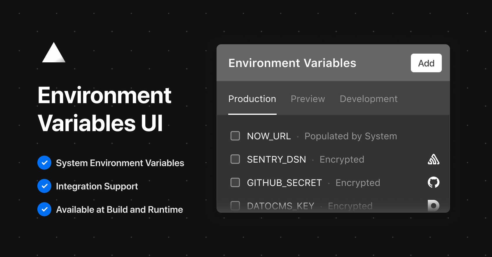 Environment Variables UI Vercel