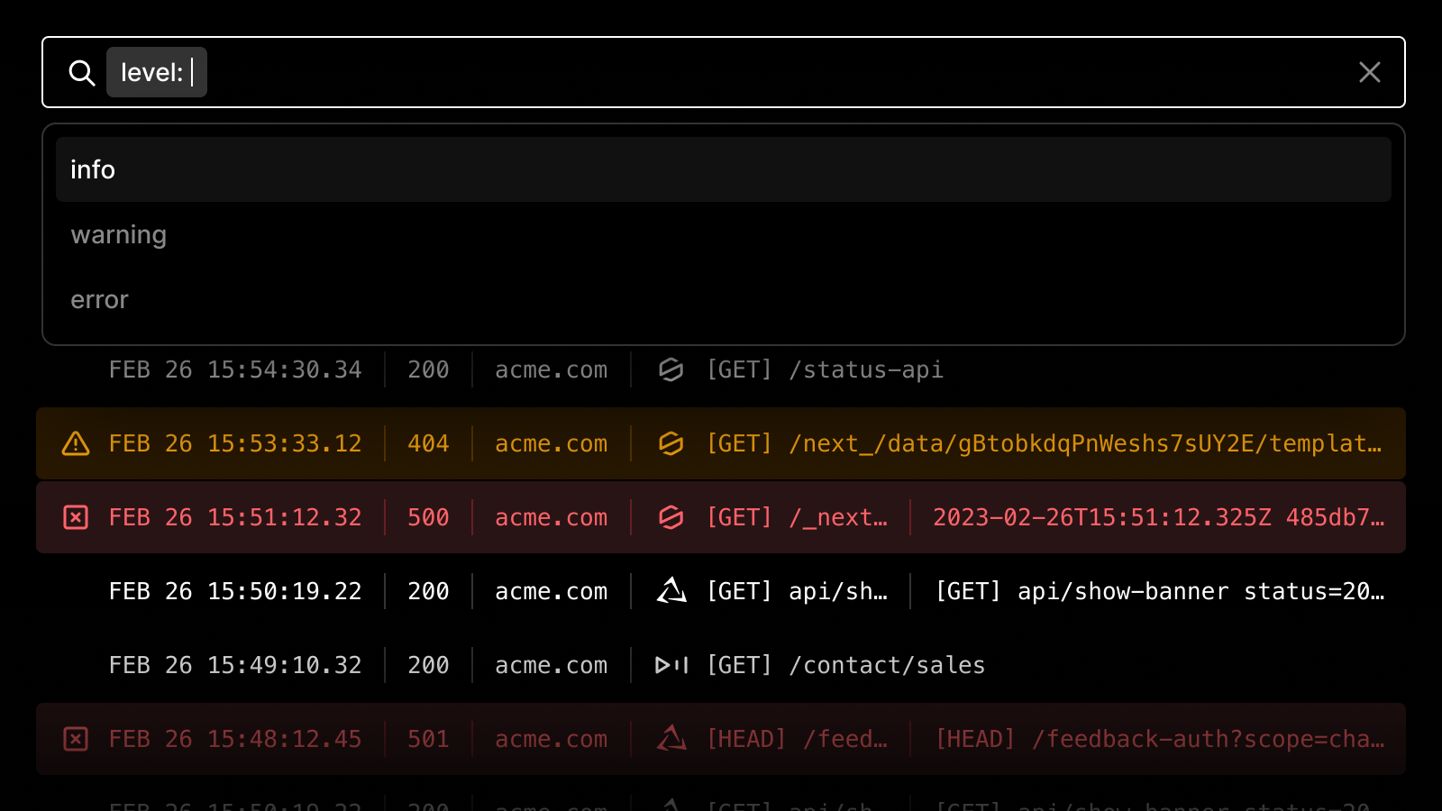 Enhanced Logs to search, inspect, and share runtime logs – Vercel