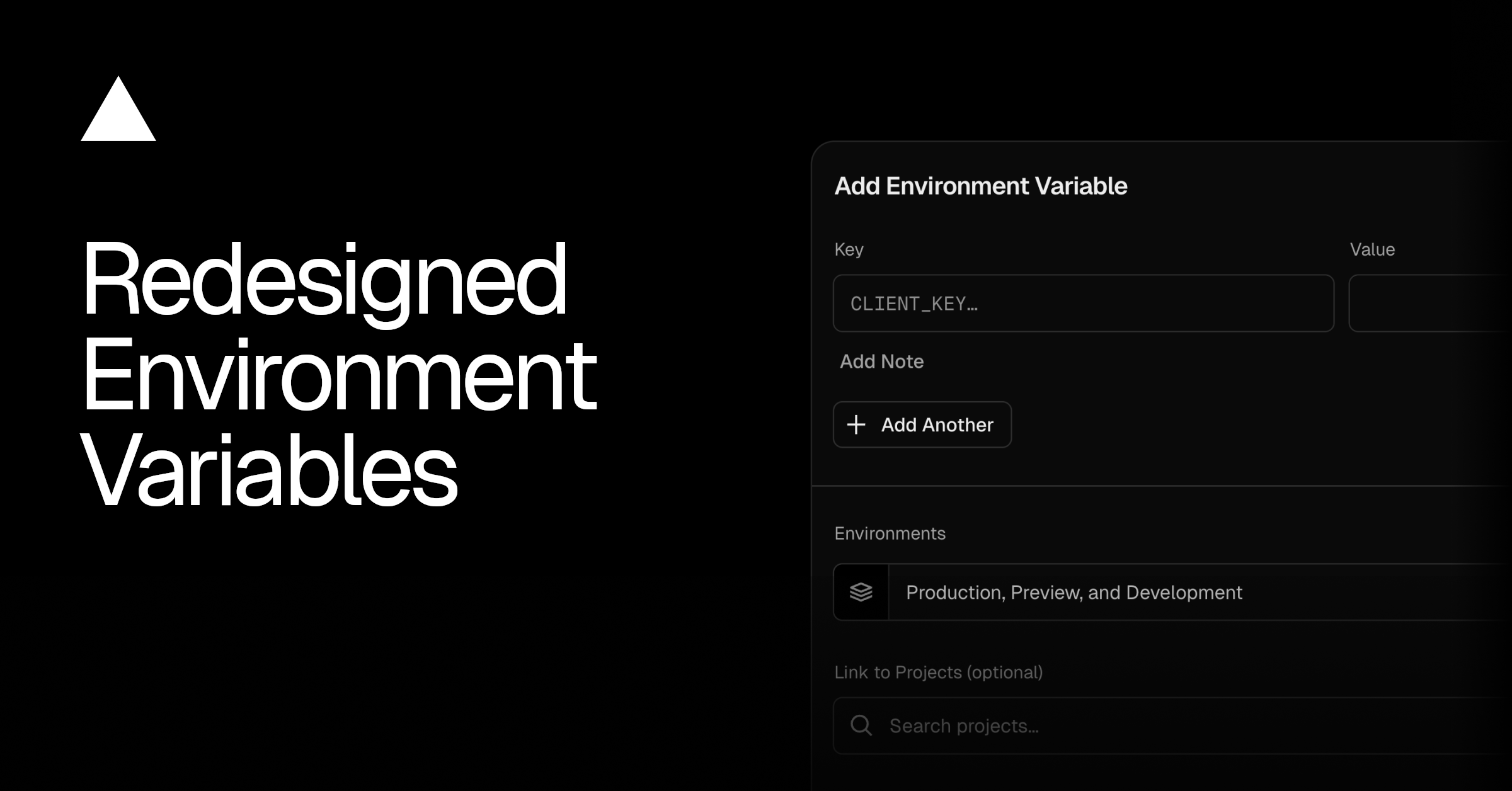 Improved environment variables UI - Vercel