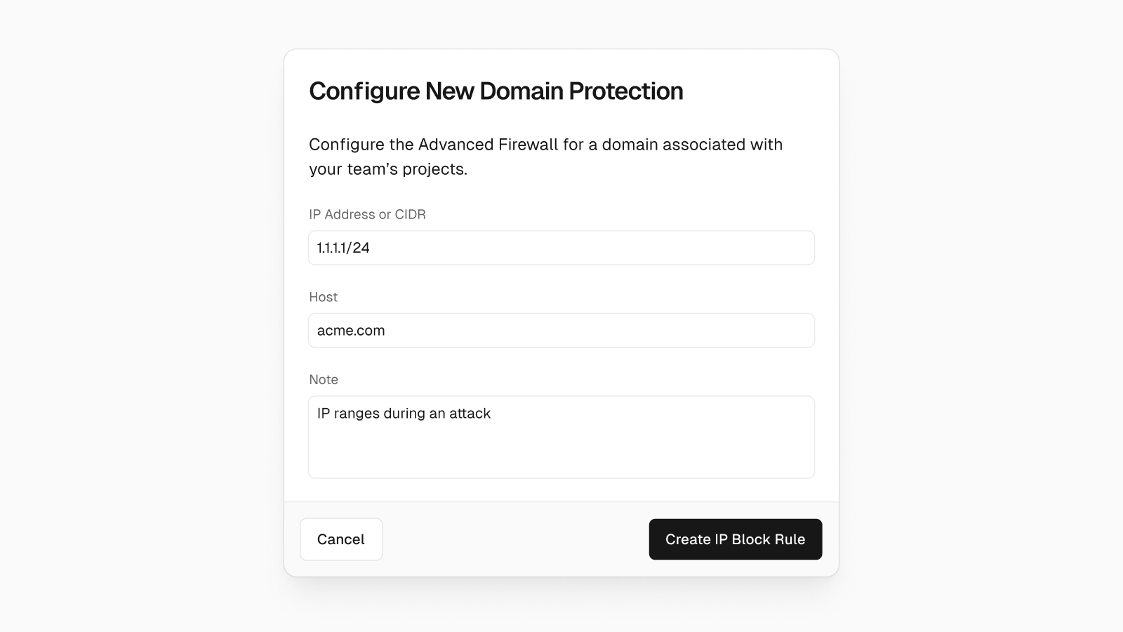 Restrict access with IP blocking by CIDR range - Vercel Restrict access with IP blocking by CIDR range - Vercel