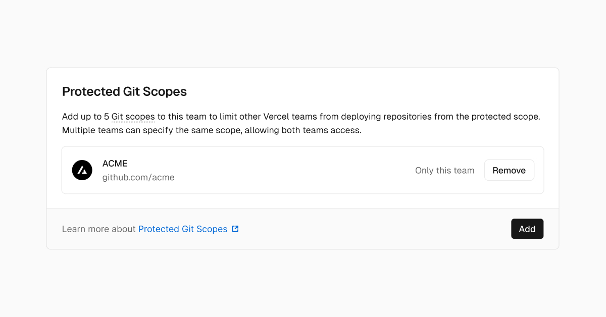 Restrict repository deployments to specific teams - Vercel