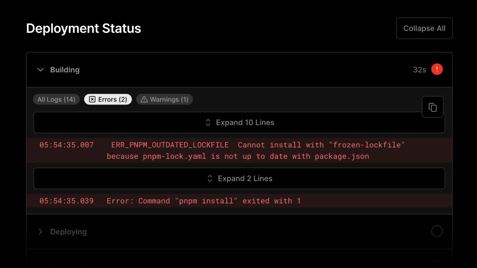 Deployment logs filtering now available - Vercel