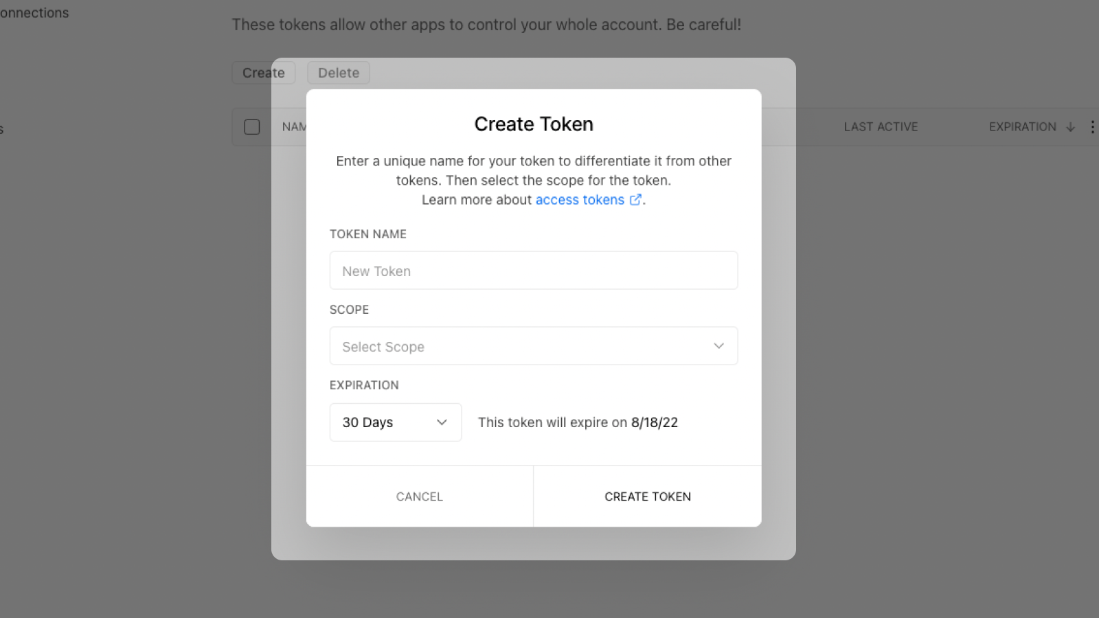 Expiration dates now available for Access Tokens - Vercel