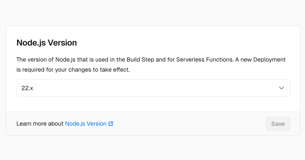 Node.js 22 LTS is now generally available for builds and functions - Vercel
