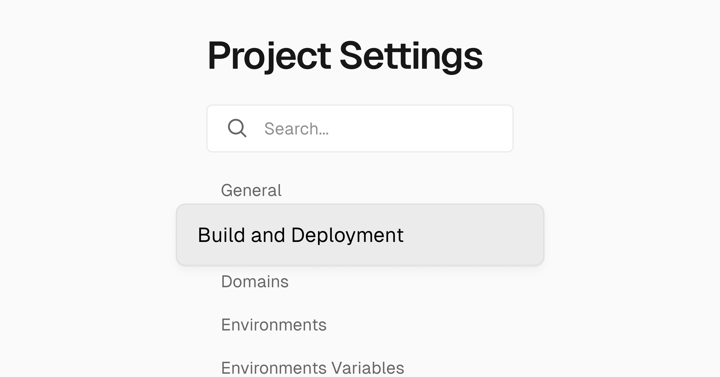 Consolidated Build and Deployment settings - Vercel