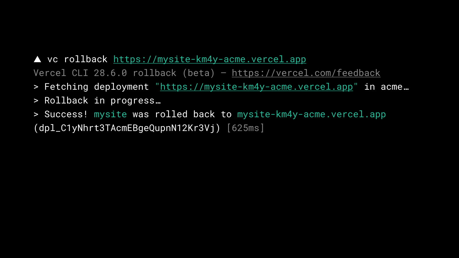Instant Rollback public beta now available in the CLI - Vercel