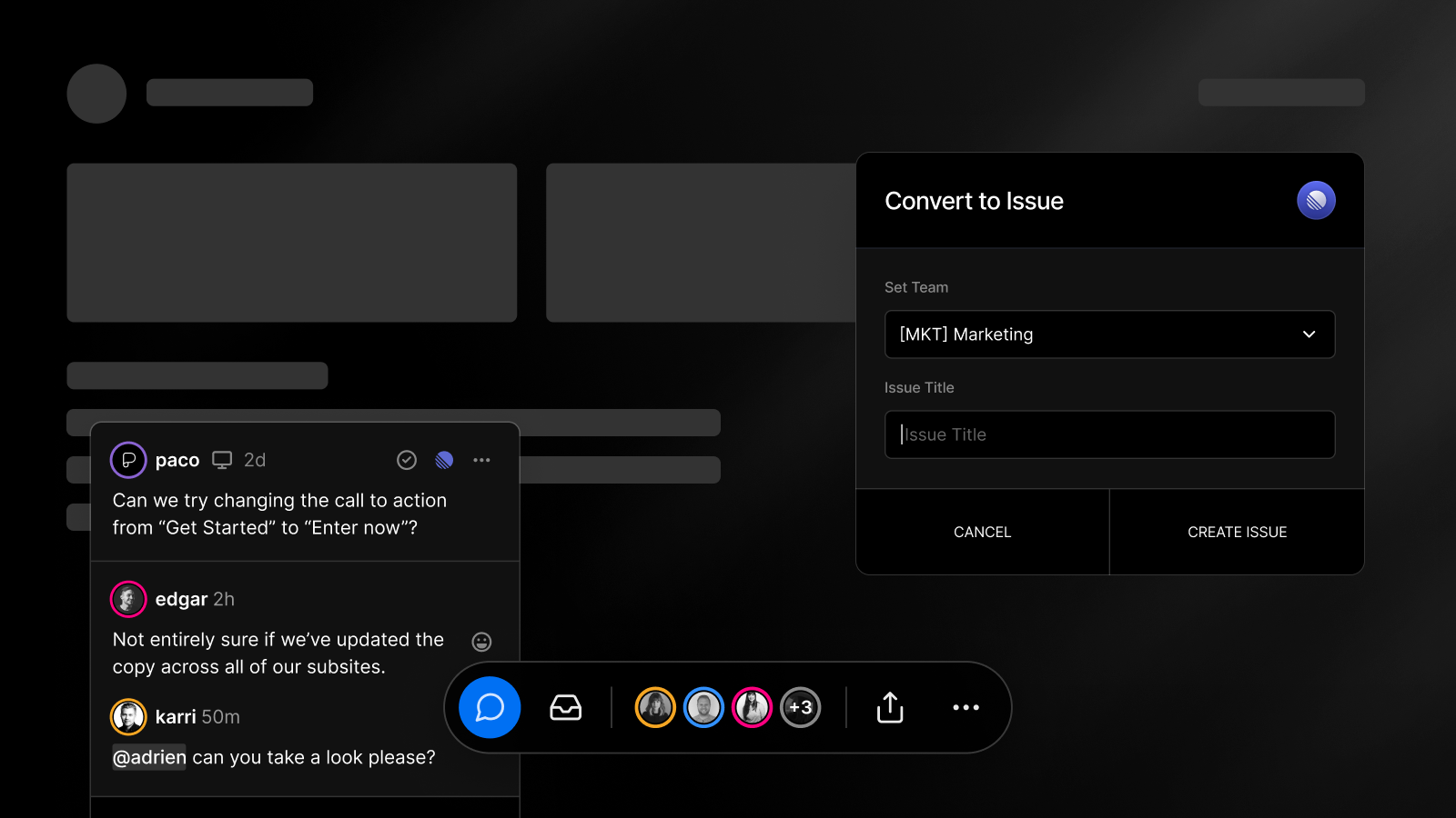 Convert Comments on Preview Deployments to Linear issues - Vercel